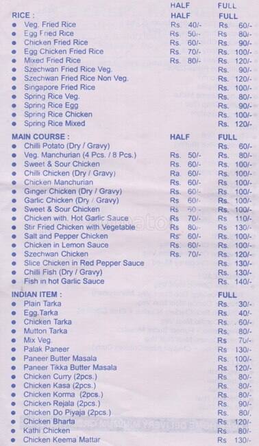 Menu at The Chef's Kitchen, Kolkata, Shop No