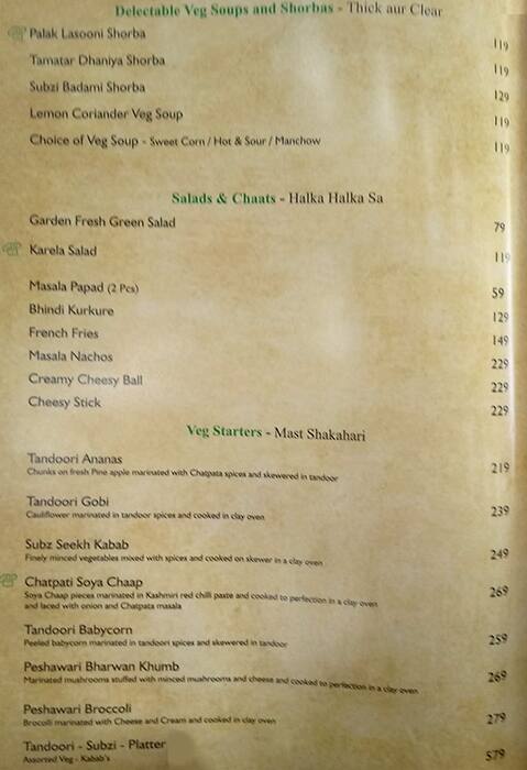 Menu of Jalsa, Banashankari, Bangalore