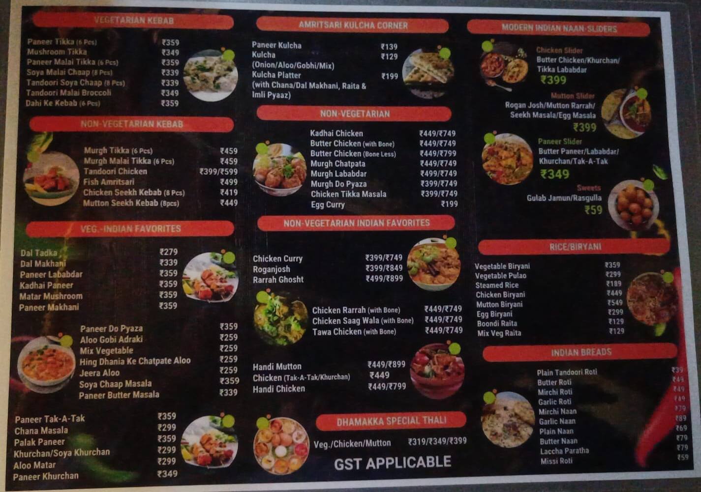 Menu of Jalsa, Banashankari, Bangalore