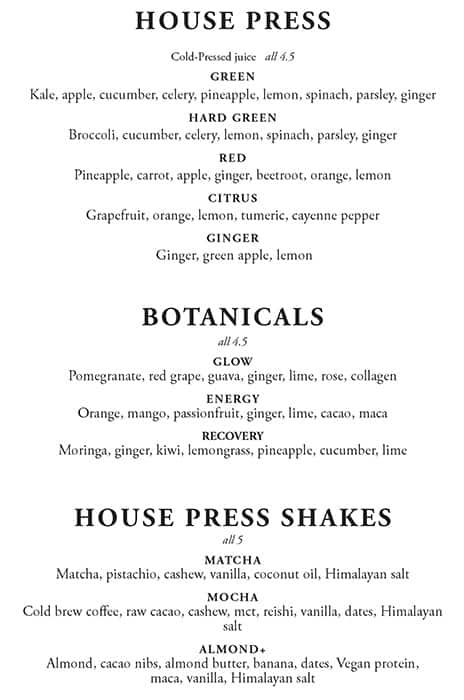 Menu at Dean Street Townhouse restaurant, London