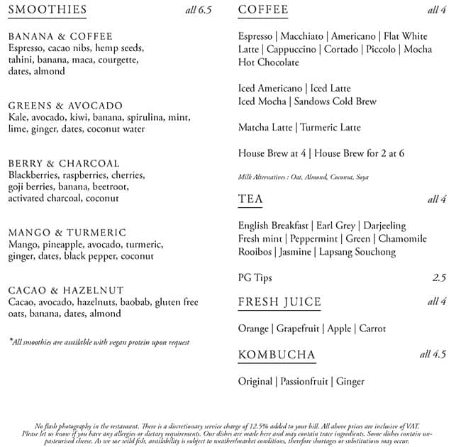 Menu at Dean Street Townhouse restaurant, London