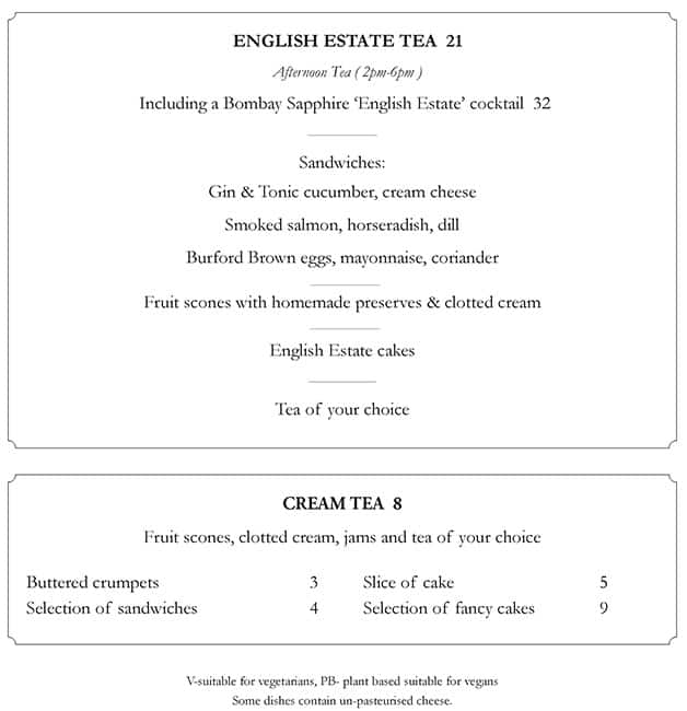 Menu at Dean Street Townhouse restaurant, London