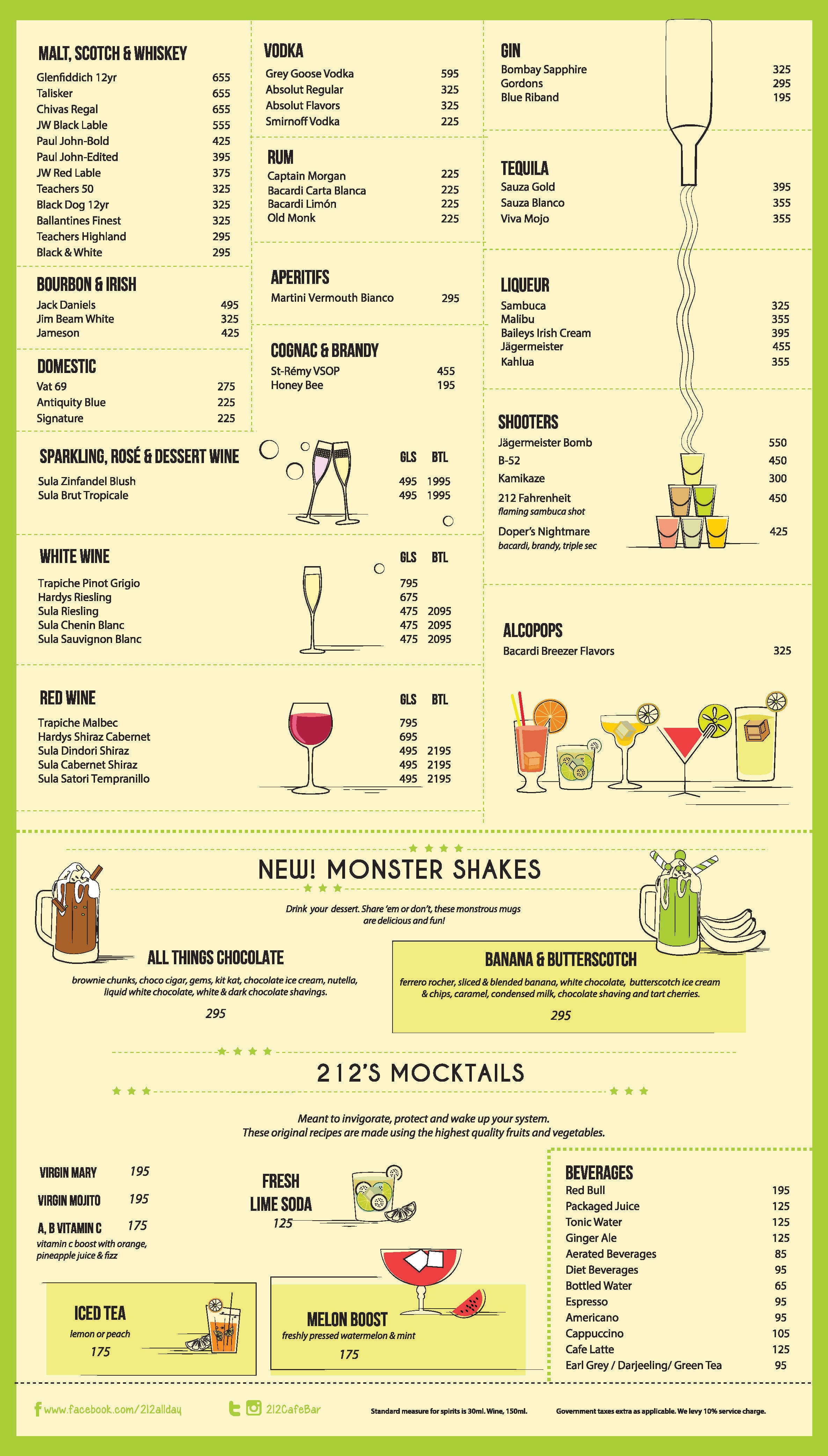 Menu at 212 All Day Cafe, Pune