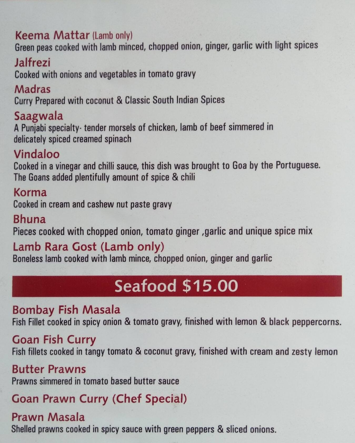 Menu at Kohinoor Indian Restaurant Albany, Auckland, 227 Dairy Flat Hwy