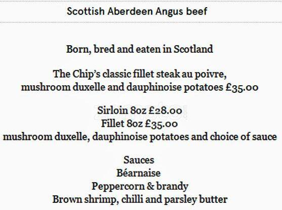 Menu at Ubiquitous Chip pub & bar, Glasgow