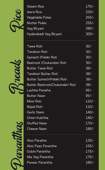 Menu at Thali and more - Mansarovar, Jaipur