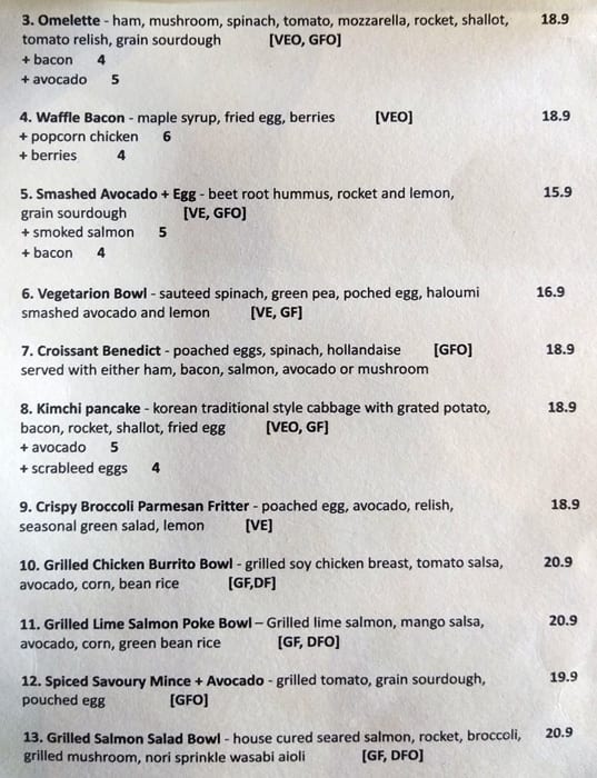 Menu at Gas Espresso cafe, Sherwood