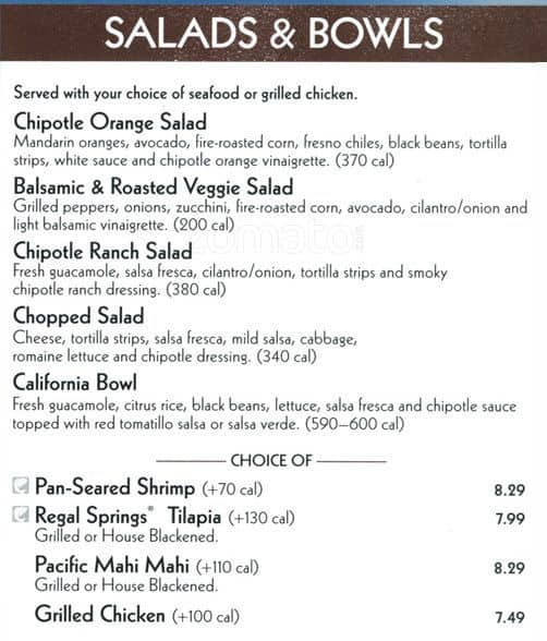 Menu at Rubio's Coastal Grill restaurant, Aurora, E Quincy Ave C