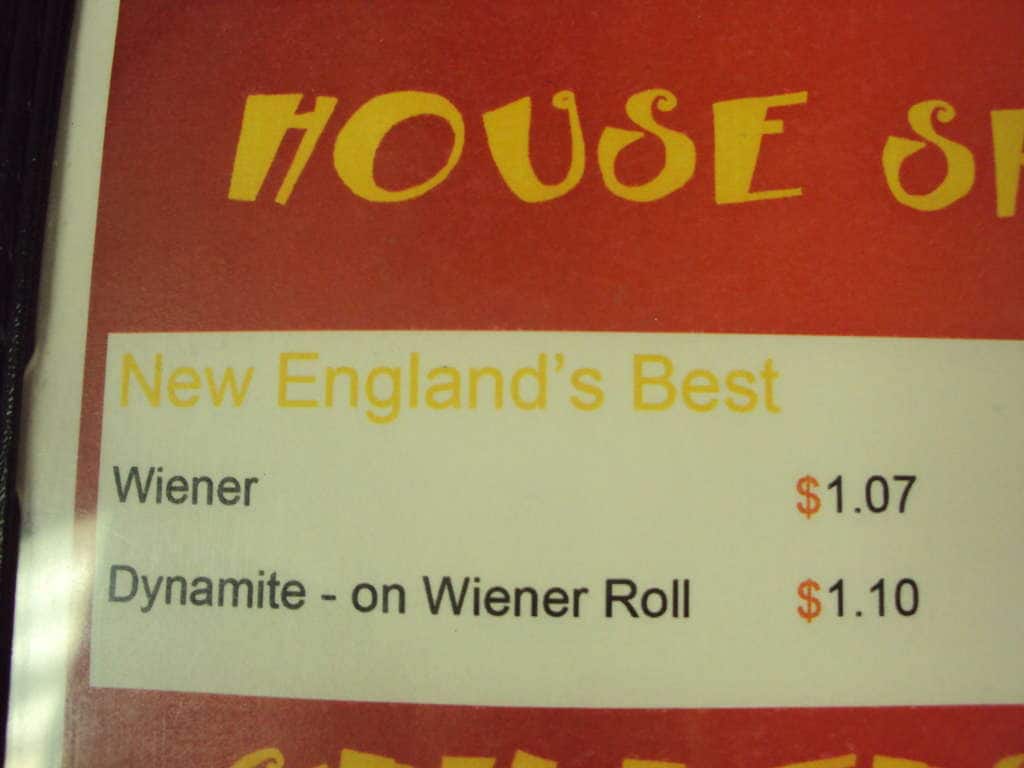 Menu at Moonlight House of Weiners restaurant, Woonsocket