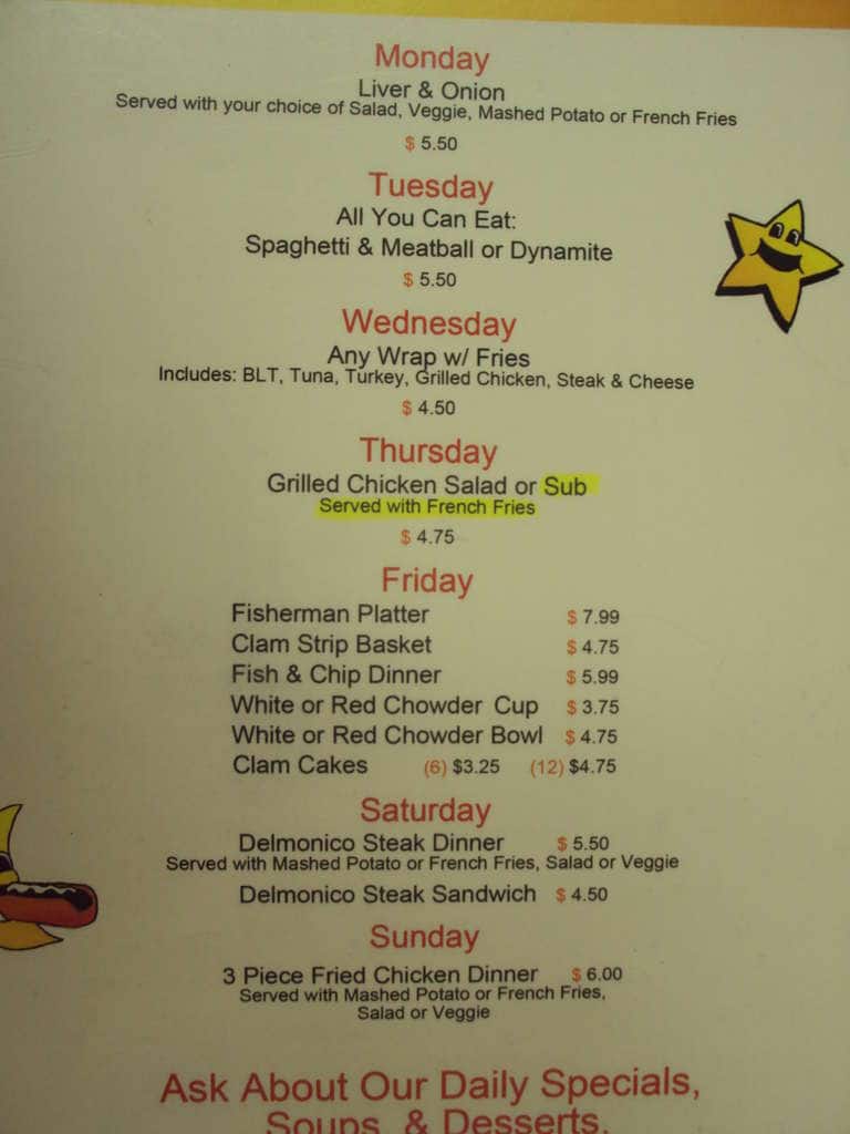 Menu at Moonlight House of Weiners restaurant, Woonsocket