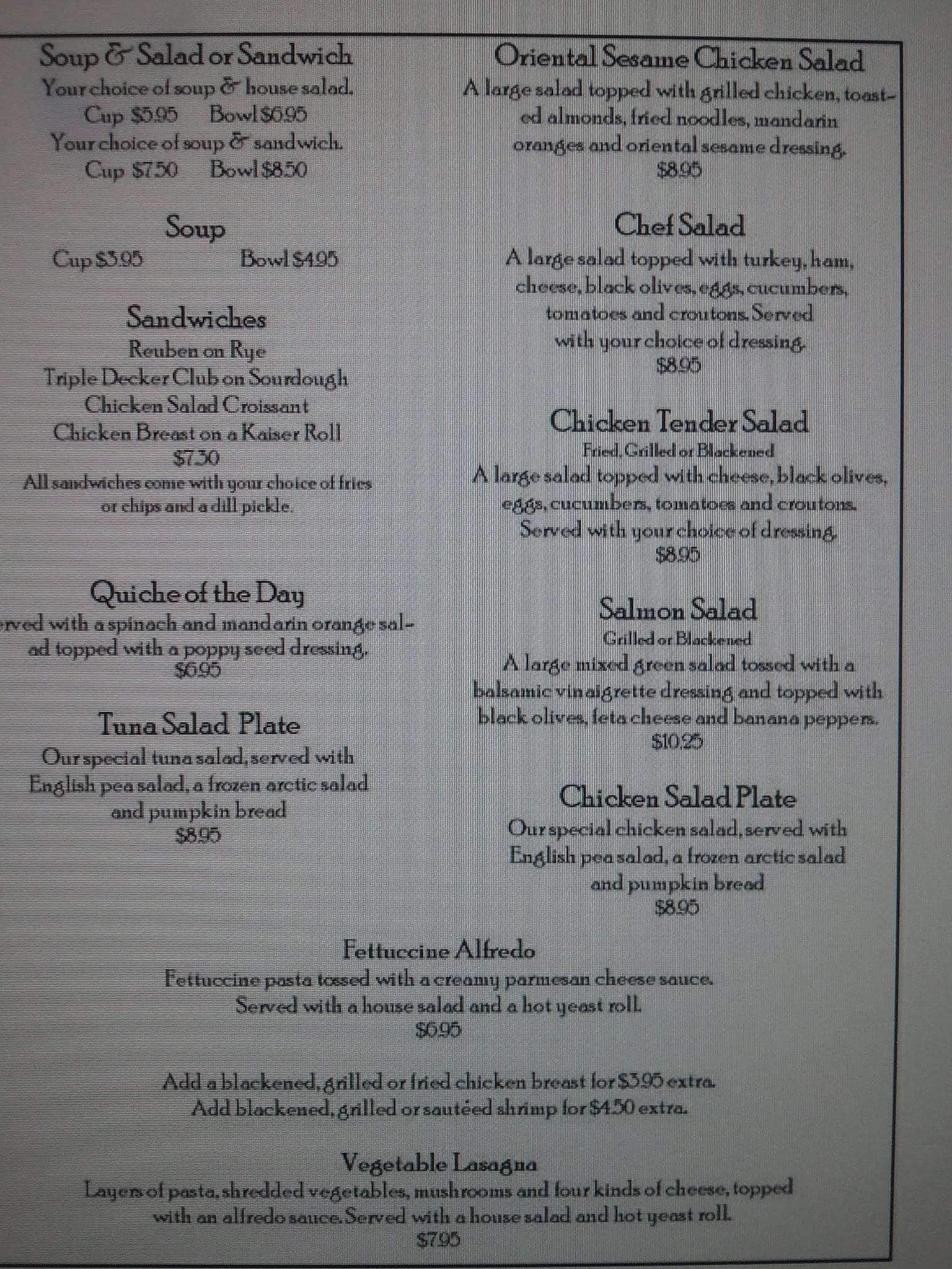 Menu at Main Street Cafe, Madison