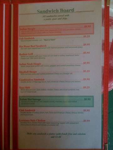 Menu at Meloni's Restaurant, Uniontown