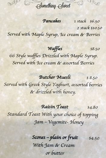 Menu at 66 Espresso cafe, Mount Barker