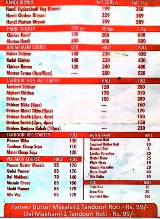 Menu of Shahi Handi Biryani, Sector 2, Dwarka, New Delhi