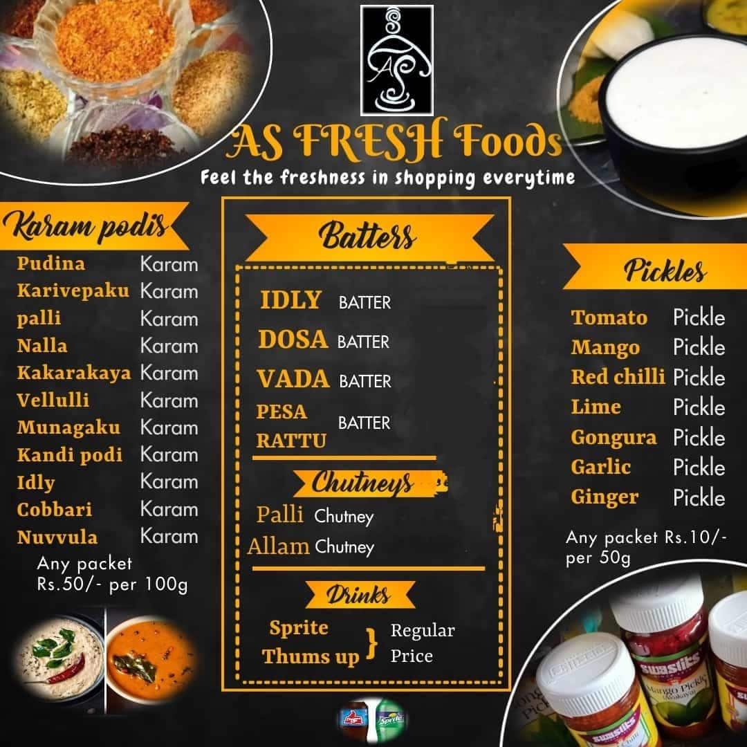 Menu of AS Fresh Foods, ECIL, Secunderabad
