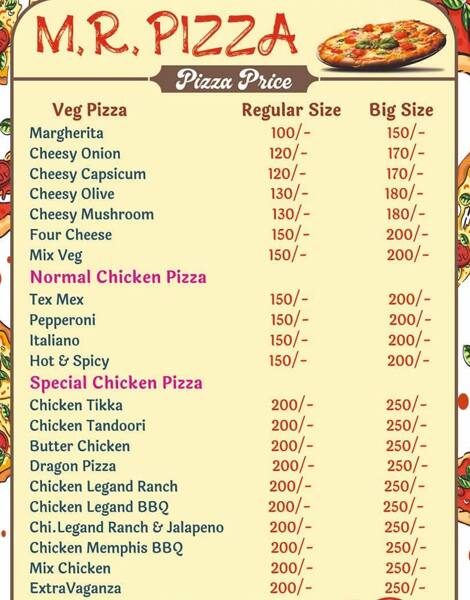 Menu of Mr Pizza, Wagle Estate, Thane West, Thane