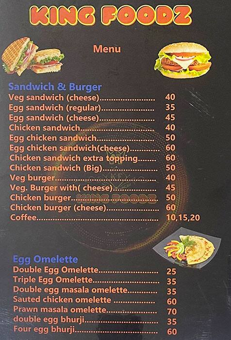 Menu of King Foodz, Topsia, Kolkata