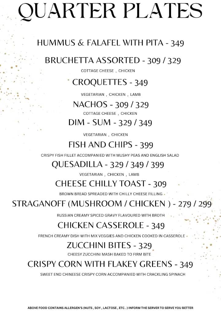 Menu of Chronicles Cafe & Kitchen, Uppal, Secunderabad
