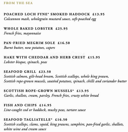 Menu at Loch Fyne Restaurant & Bar London, London, 77 Gracechurch St