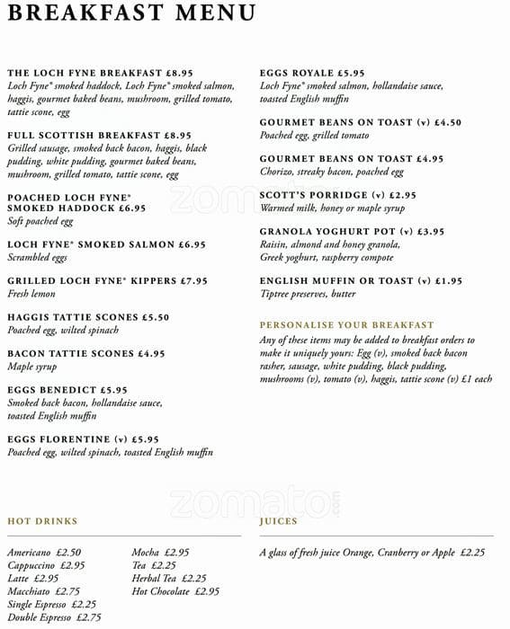 Menu at Loch Fyne Restaurant & Bar London, London, 77 Gracechurch St