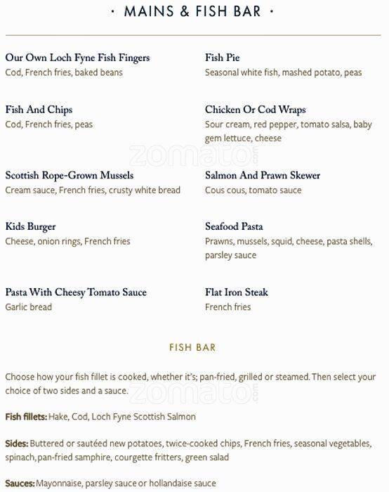 Menu at Loch Fyne Restaurant & Bar London, London, 77 Gracechurch St
