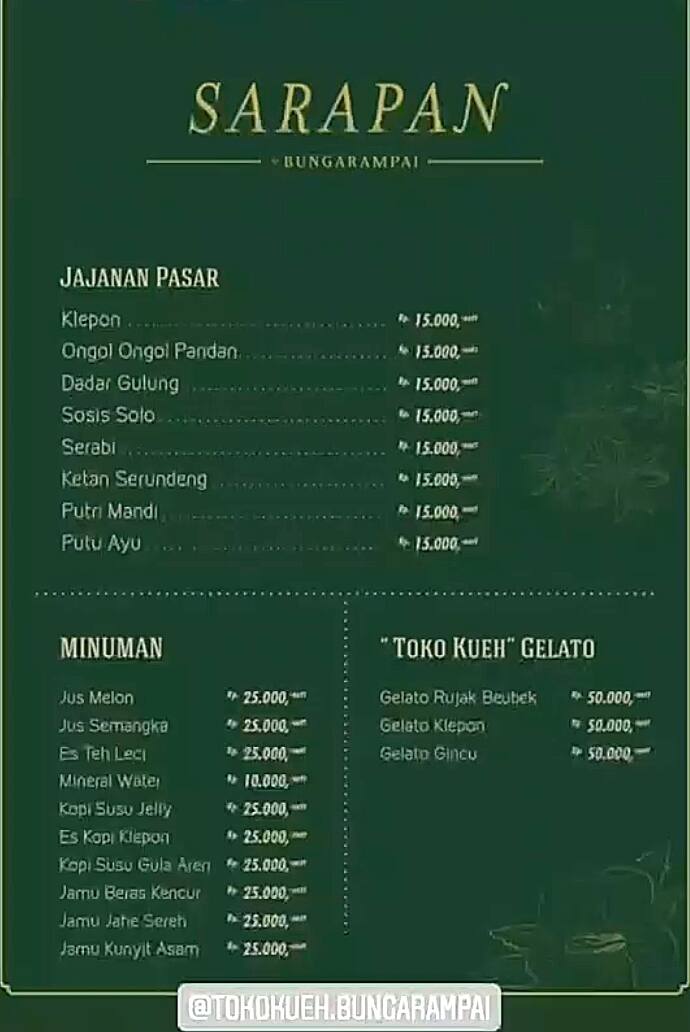 Menu at Bunga Rampai pub & bar, Jakarta, Jl. Teuku Cik Ditiro no. 35