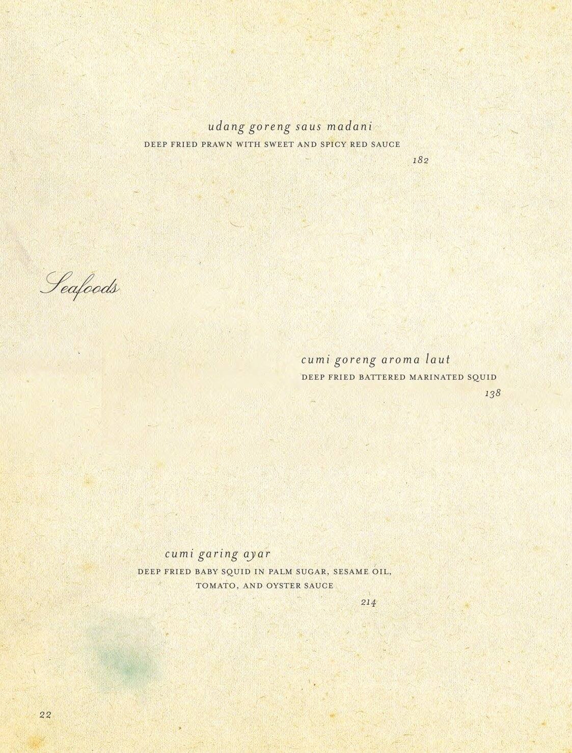 Menu at Bunga Rampai pub & bar, Jakarta, Jl. Teuku Cik Ditiro no. 35