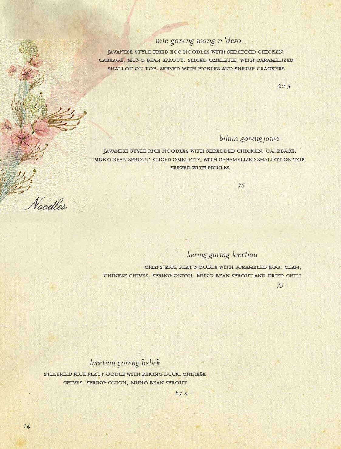 Menu at Bunga Rampai pub & bar, Jakarta, Teuku Nyak Arit