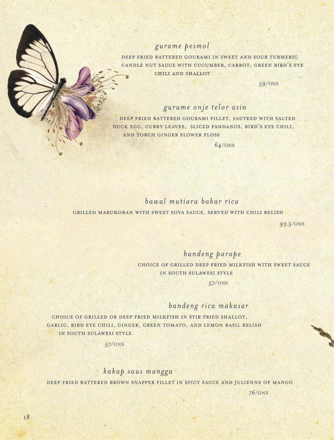 Menu at Bunga Rampai pub & bar, Jakarta, Teuku Nyak Arit