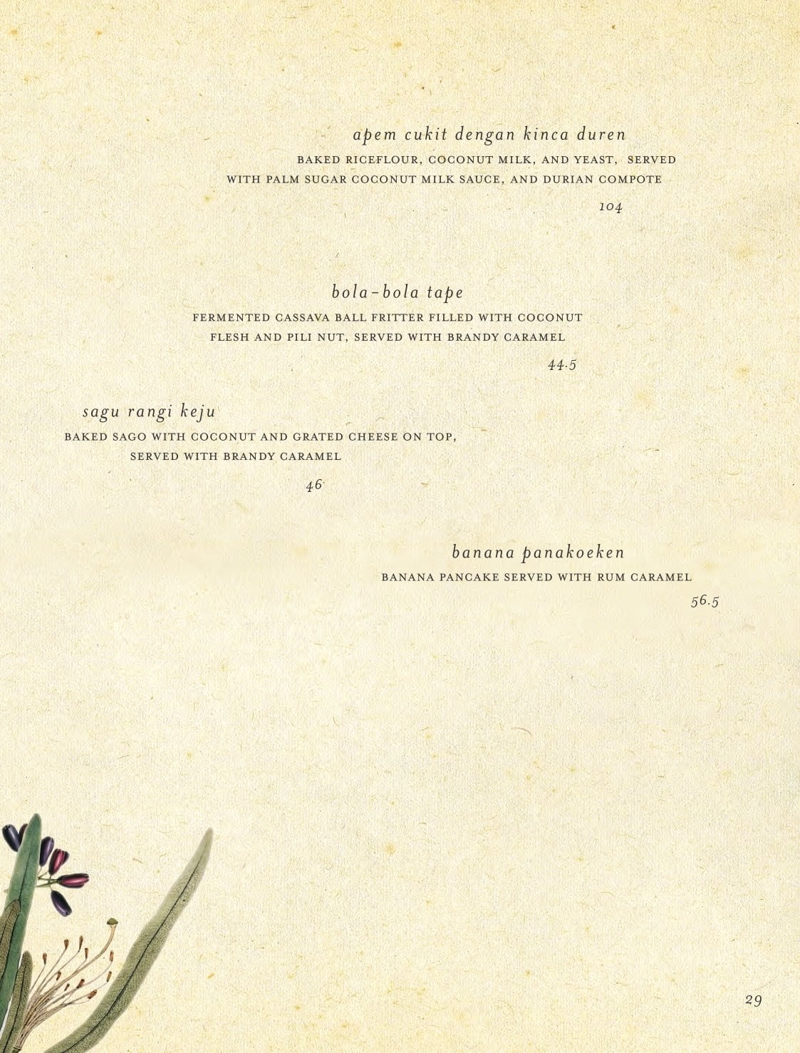 Menu at Bunga Rampai pub & bar, Jakarta, Teuku Nyak Arit