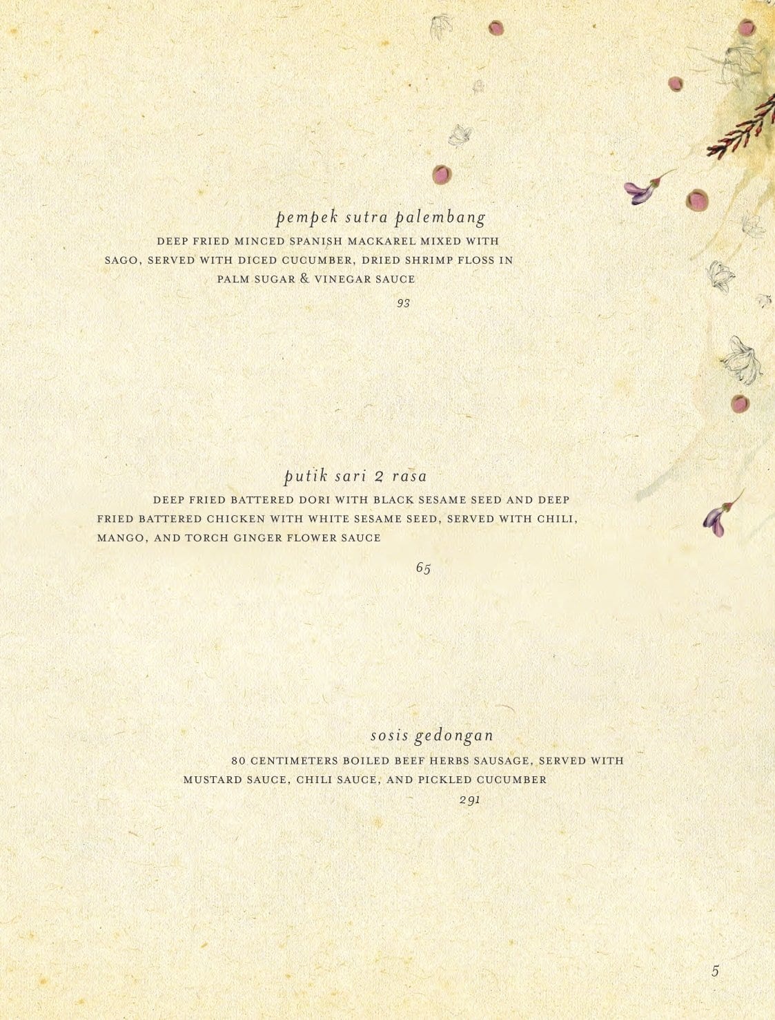 Menu at Bunga Rampai pub & bar, Jakarta, Teuku Nyak Arit