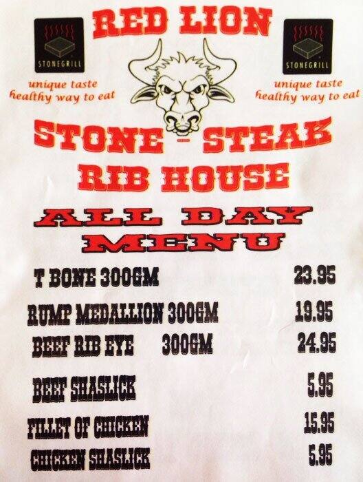 Menu at Red Lion Hotel pub & bar, Elizabeth North