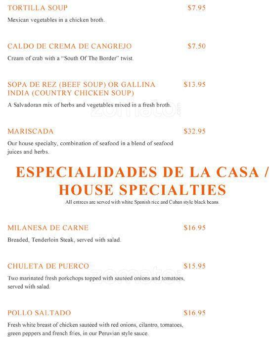 Menu at Azucar Restaurant Bar & Grill, Wheaton-Glenmont