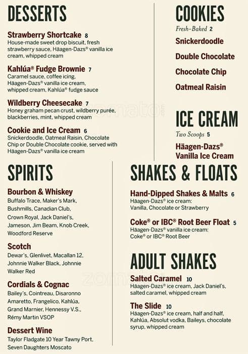 Menu at Ted's Montana Grill steakhouse, Alexandria, Eisenhower Ave