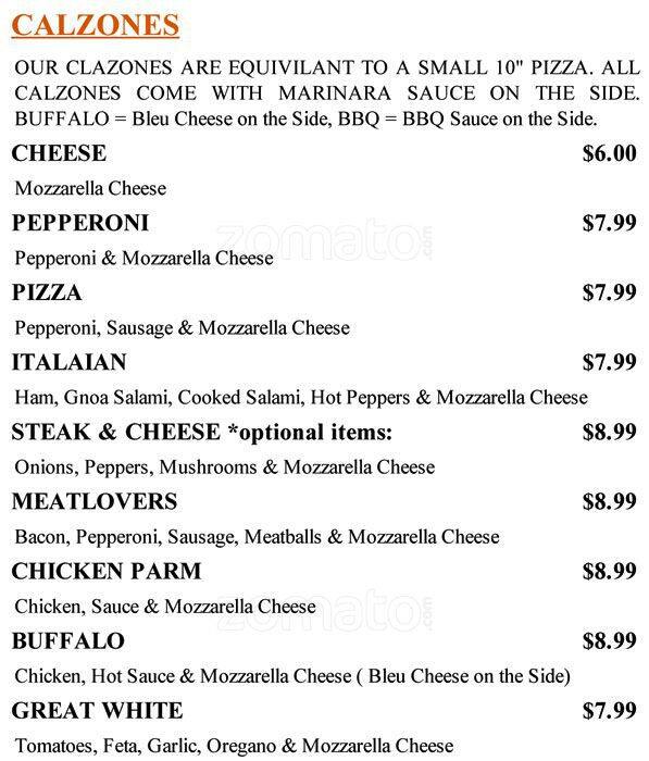 Menu at Athens Pizza & Kabob pizzeria, Matthews