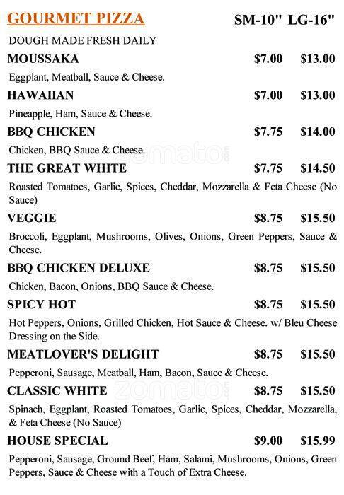 Menu at Athens Pizza & Kabob pizzeria, Matthews