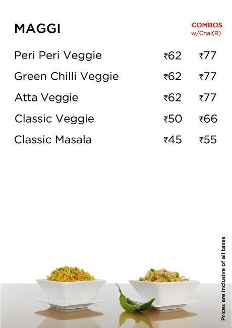Menu at Chai Point, New Delhi, Rajiv Chowk-Metro Station