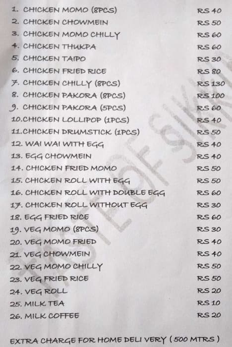 Menu of Taste Of Sikkim, Bankim Nagar, Siliguri