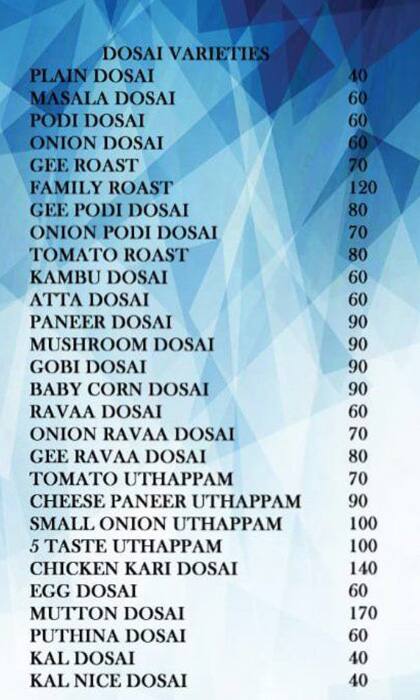 Menu at Jill Jung Juk, Chennai