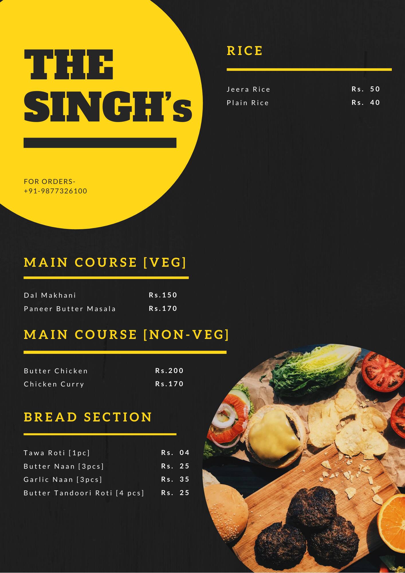 Menu at The Singh's, Ludhiana