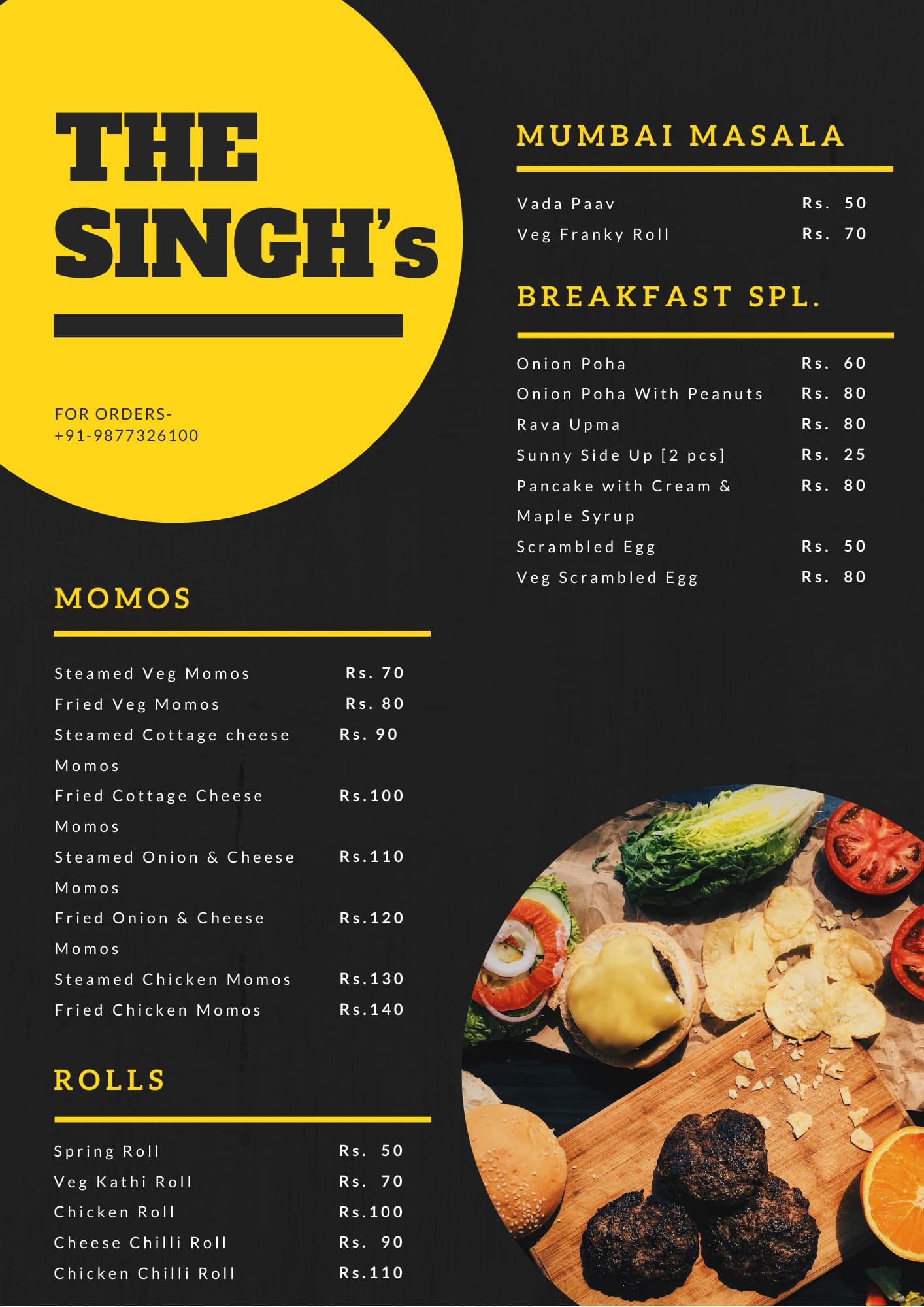 Menu at The Singh's, Ludhiana
