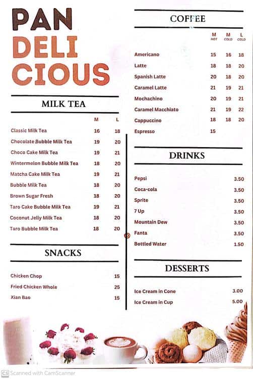 Menu of Pan Delicious Pastry, Al Rigga, Dubai