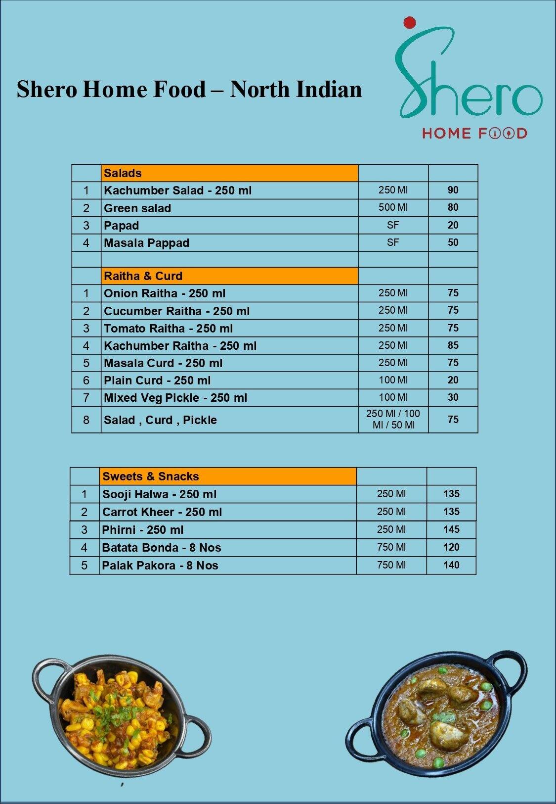 Menu of Shero Home Food - North Indian, Perambur, Chennai