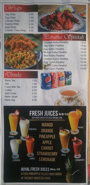 Menu at Grand Ambassador restaurant, Abu Dhabi