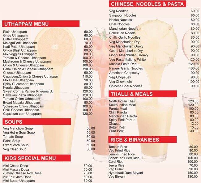 Menu at Awesome South Indian Restaurant & Juice Bar, Pune, Shop No.13