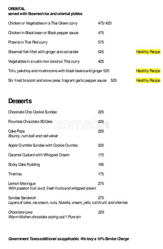 Menu at The Red Kitchen, Chandigarh