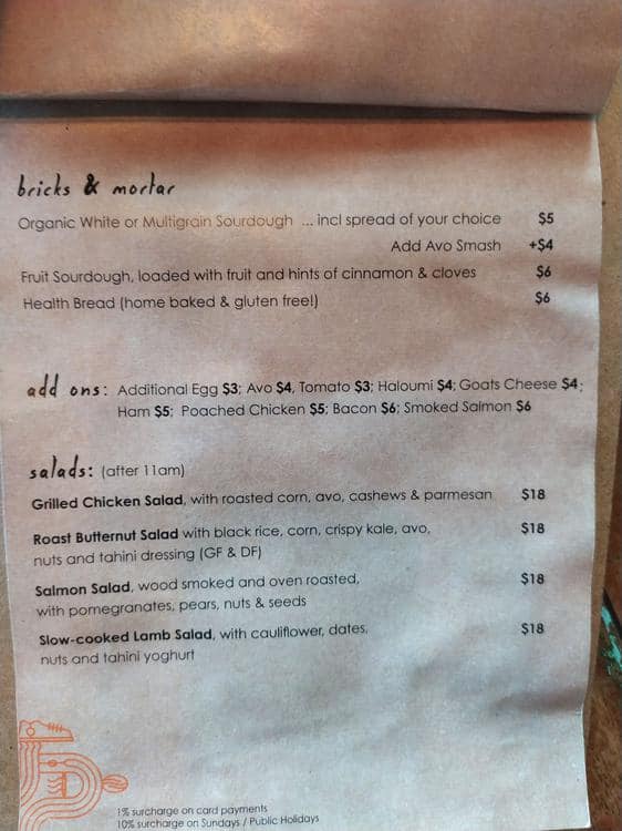 Menu at 22 Grams cafe, Randwick