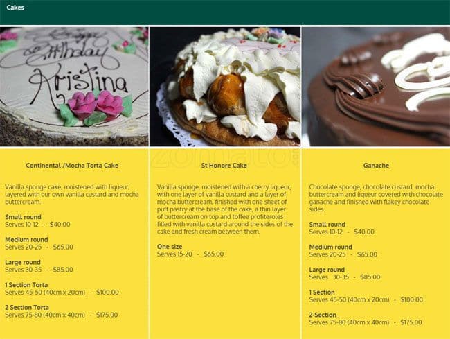 Corica Pastries Menu, Menu for Corica Pastries, Northbridge, Perth ...