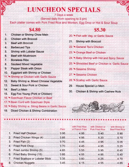 Menu at Sun Hing restaurant, New York City, Northern Blvd
