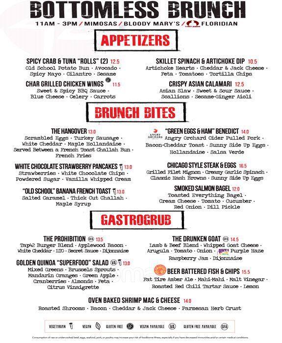 Menu at Tap42 Gables pub & bar, Coral Gables